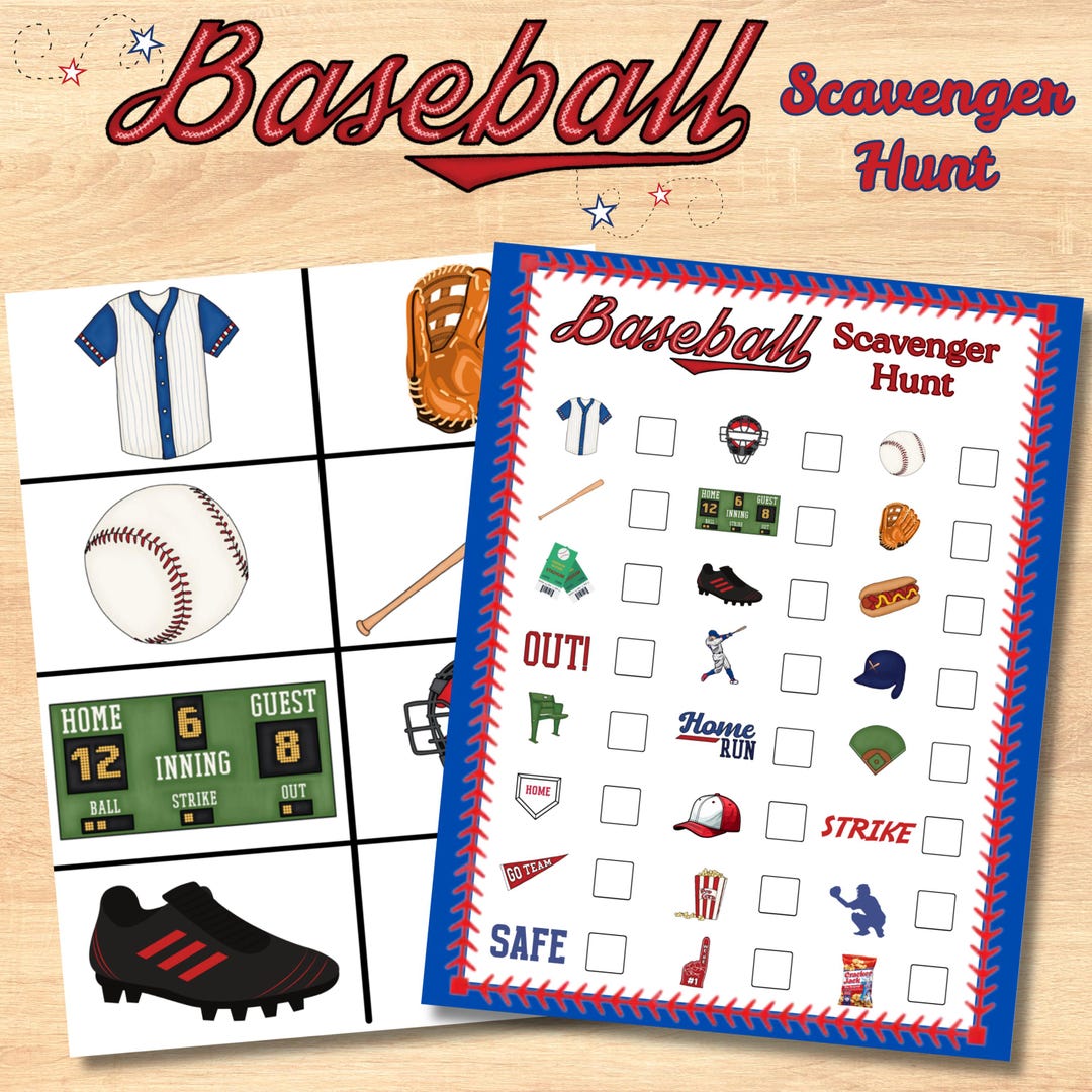 Baseball Theme Scavenger Hunt, Baseball Treasure Hunt, Rookie of the ...