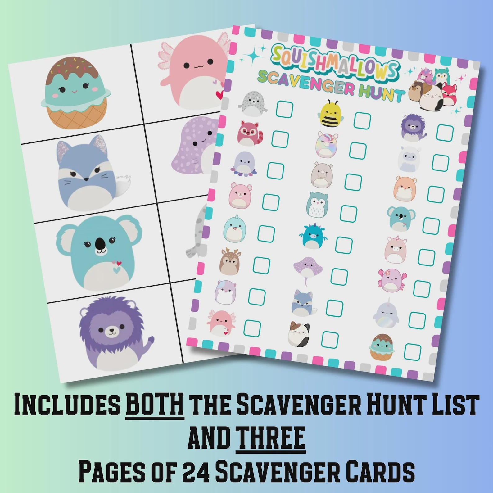 Squish Scavenger Hunt, Kids Printable Plush Toy Indoor/outdoor ...