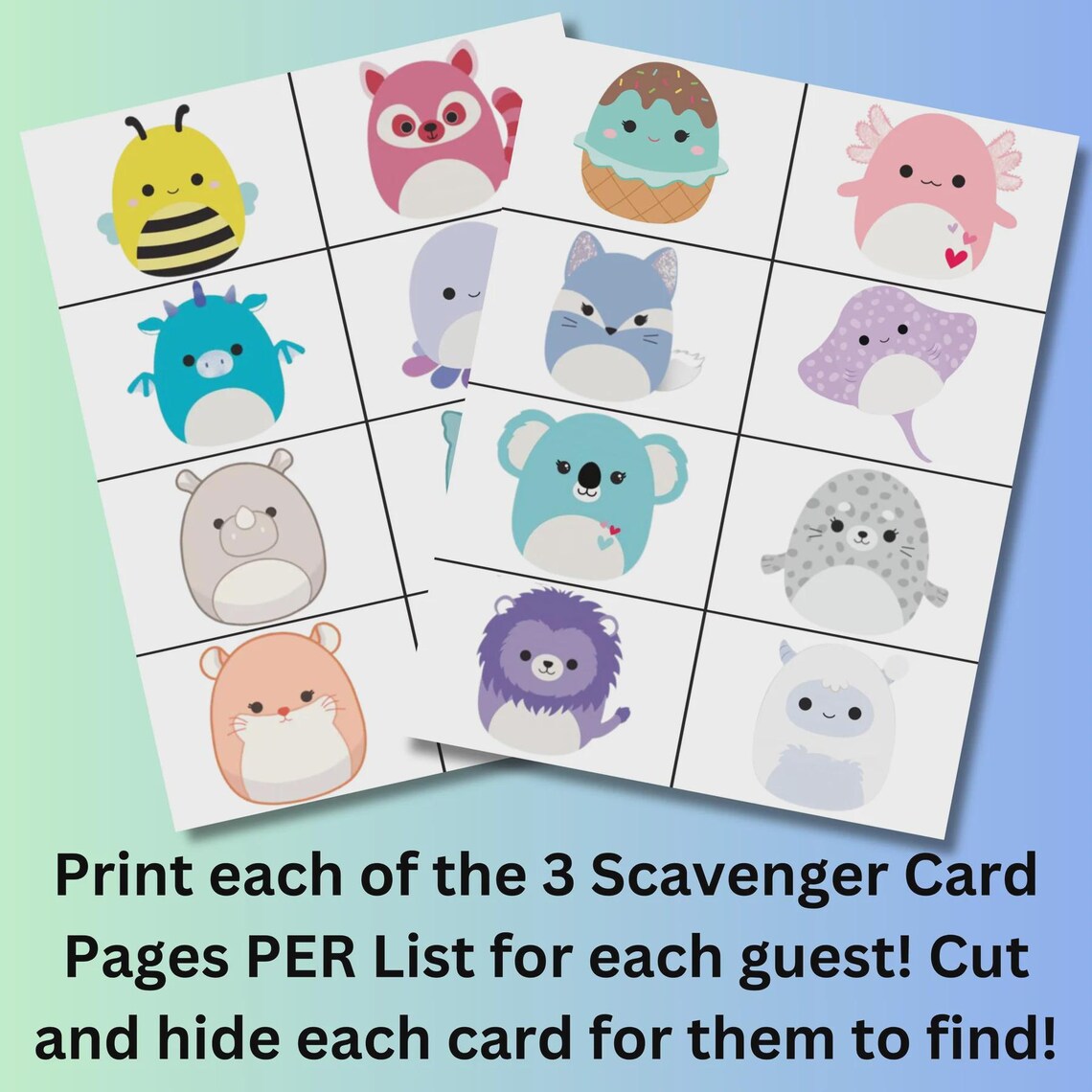 Squish Scavenger Hunt, Kids Printable Plush Toy Indoor/outdoor ...