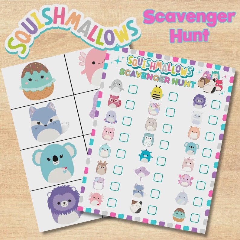 Squish Scavenger Hunt, Kids Printable Plush Toy Indoor/outdoor ...