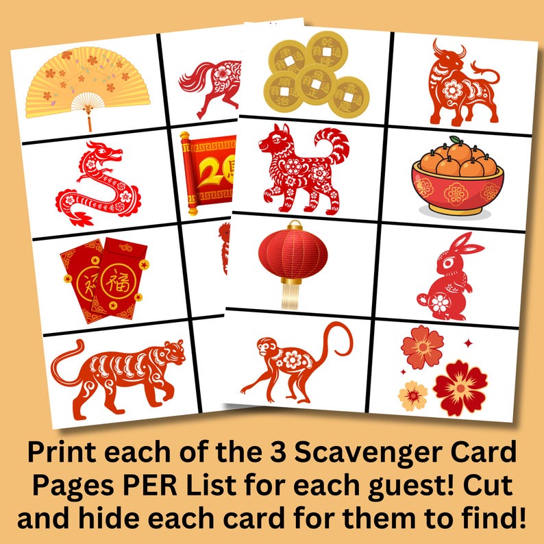 Lunar New Year Scavenger Hunt, Chinese New Year Treasure Hunt, Chinese ...