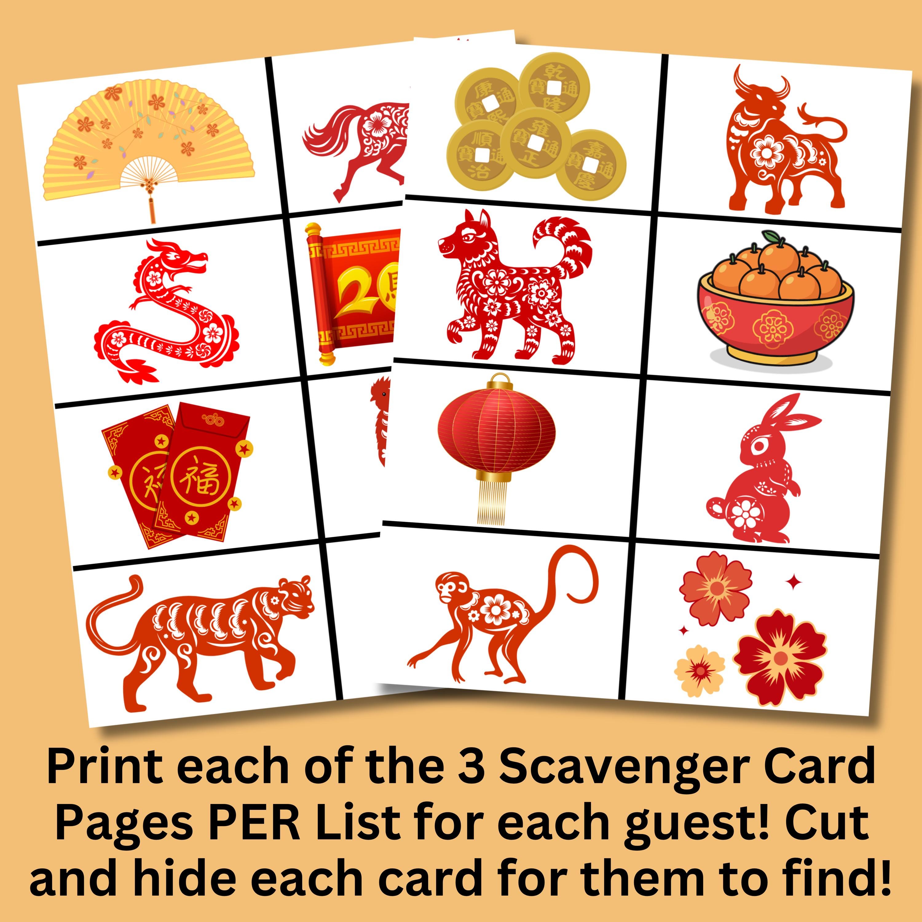 Lunar New Year Scavenger Hunt, Chinese New Year Treasure Hunt, Chinese ...