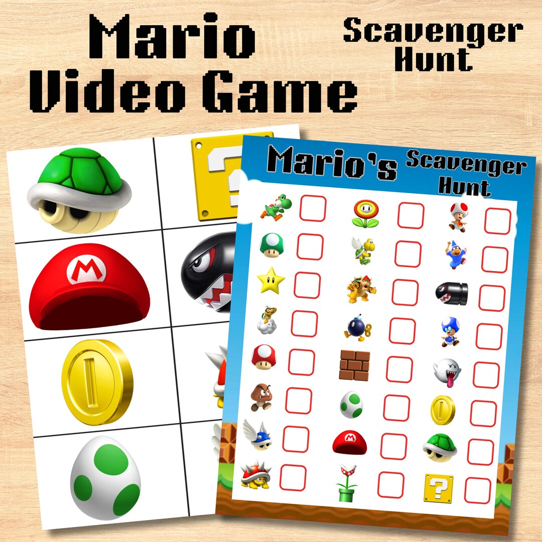 Mario Scavenger Hunt Party Game, Luigi Brother Birthday Game, Video ...
