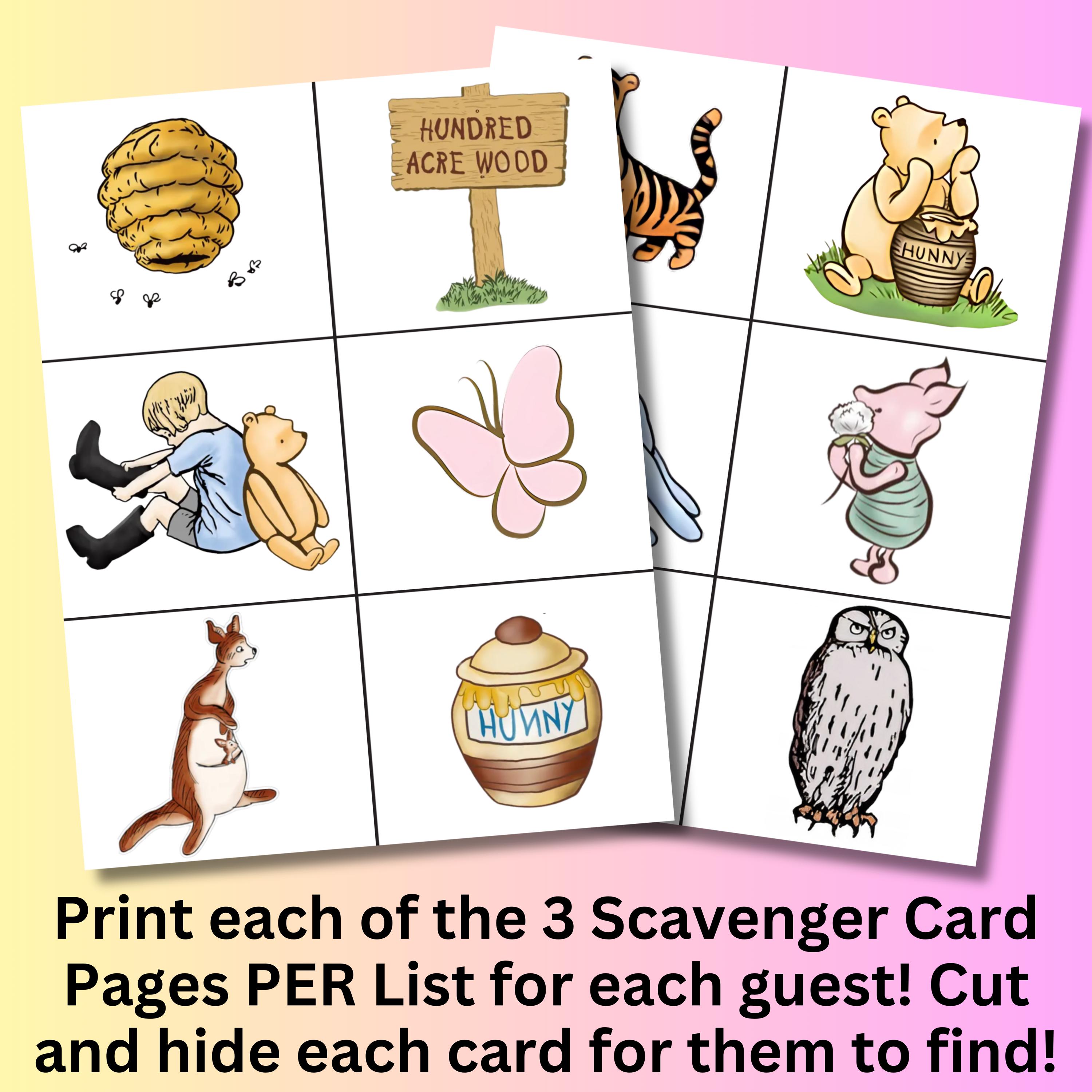 Winnie the Pooh Scavenger Hunt Game, Hundred Acre Wood Party, Pooh Bear ...