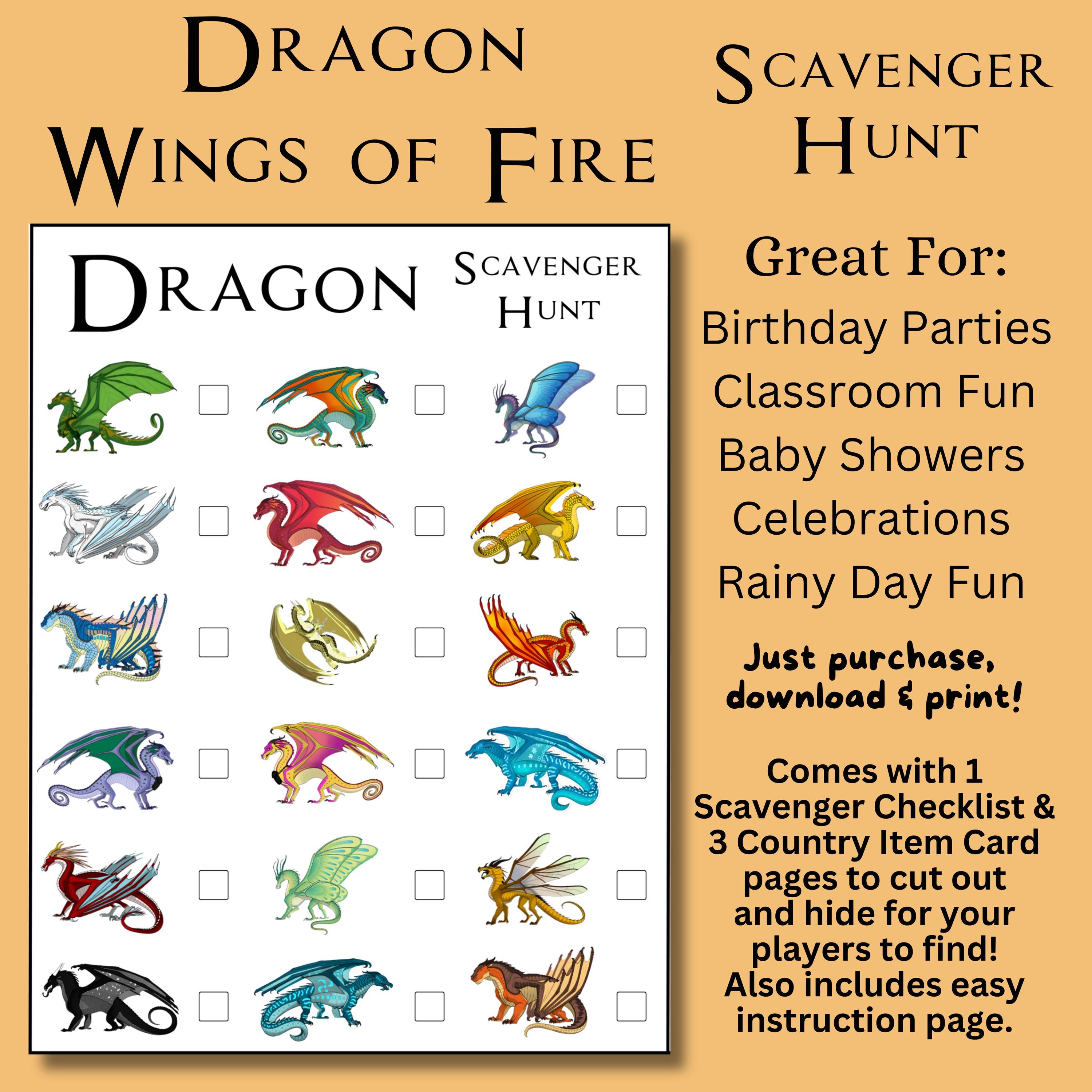Dragon Scavenger Hunt, Dragon Party Games, Dragon Book Lovers Birthday ...