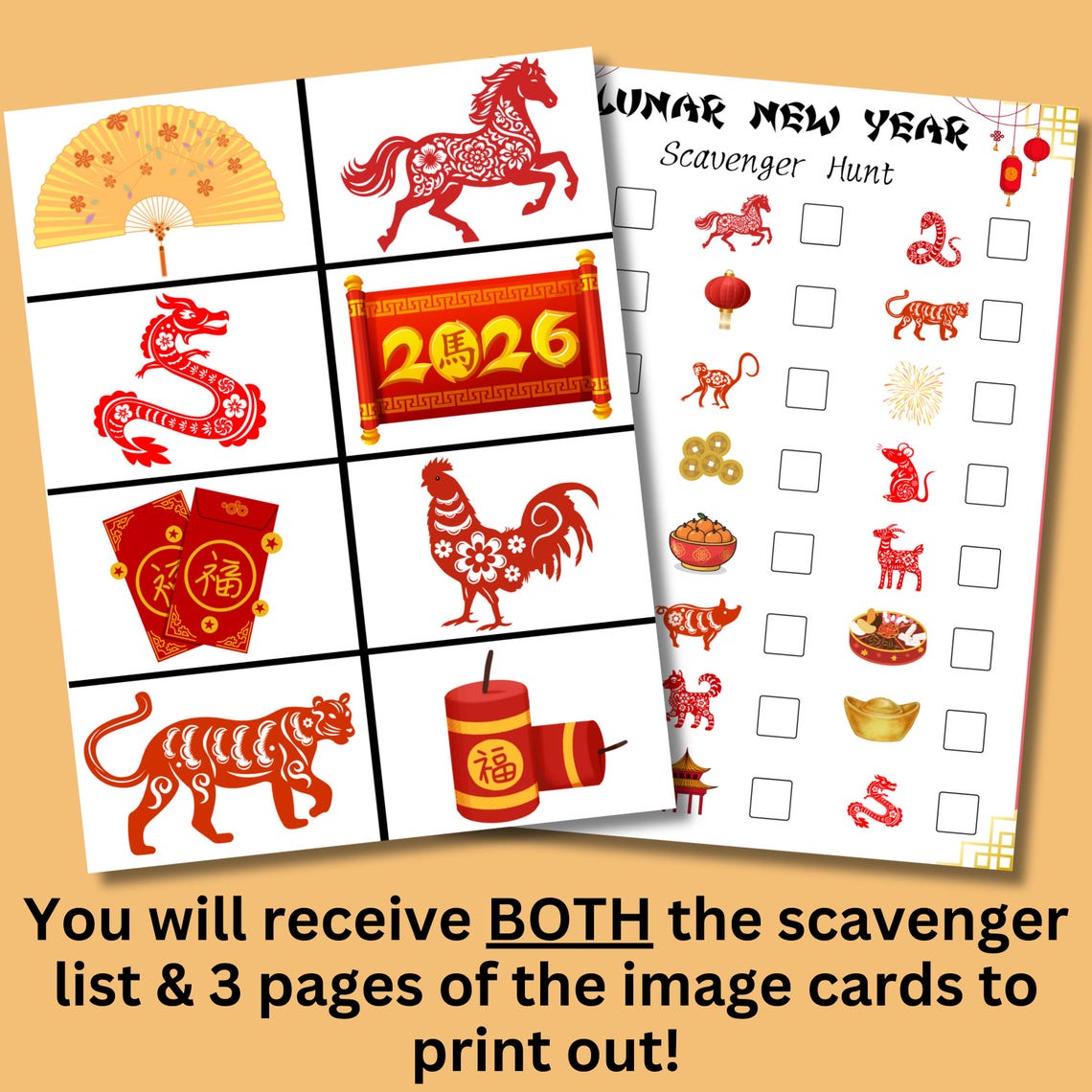 Lunar New Year Scavenger Hunt, Chinese New Year Treasure Hunt, Chinese ...
