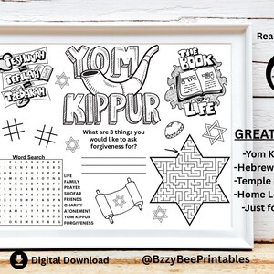 Yom Kippur Activity Placemat, Yom Kippur Coloring Page, Jewish High ...