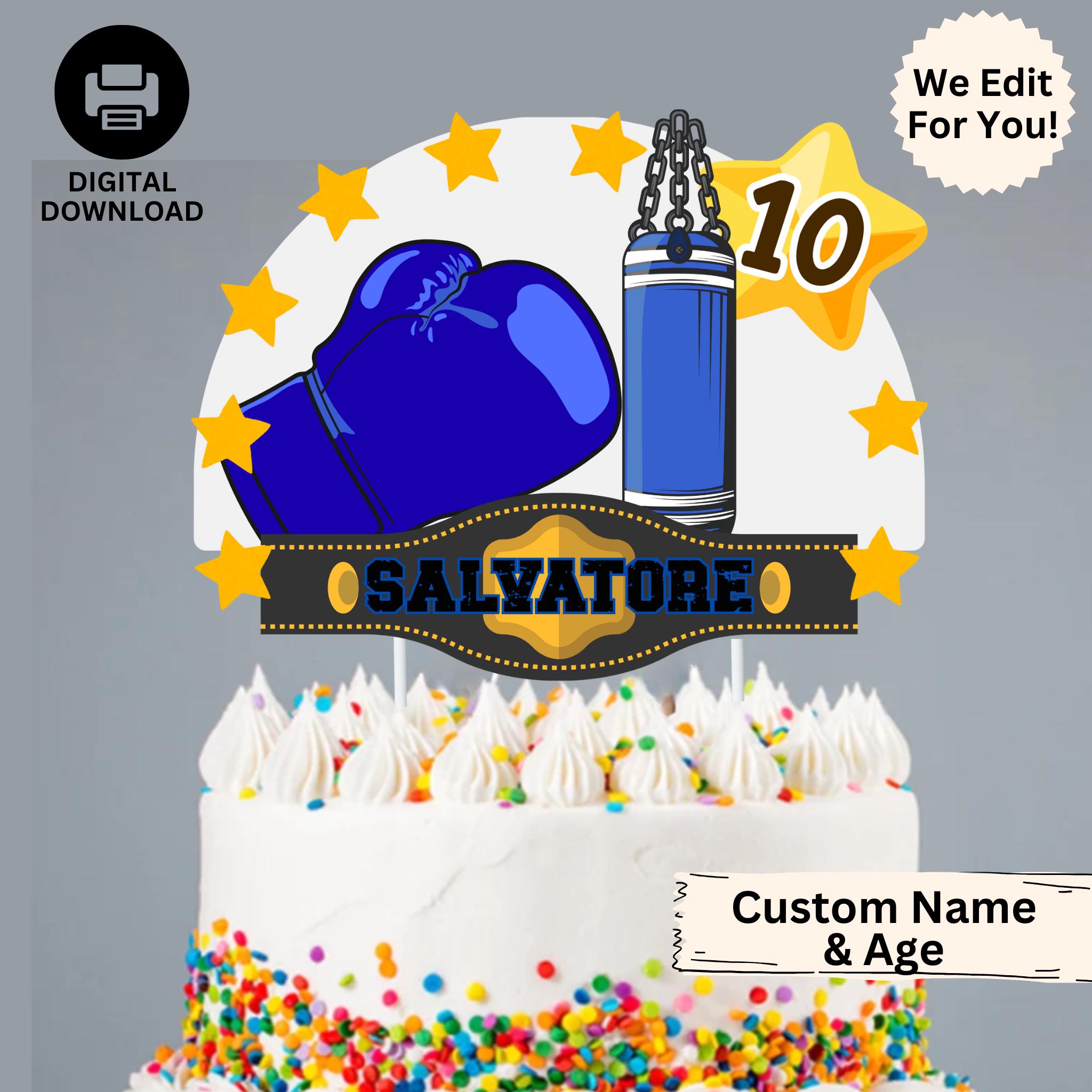 PERSONALIZED Boxing Themed Cake Topper, Round One Centerpiece ...