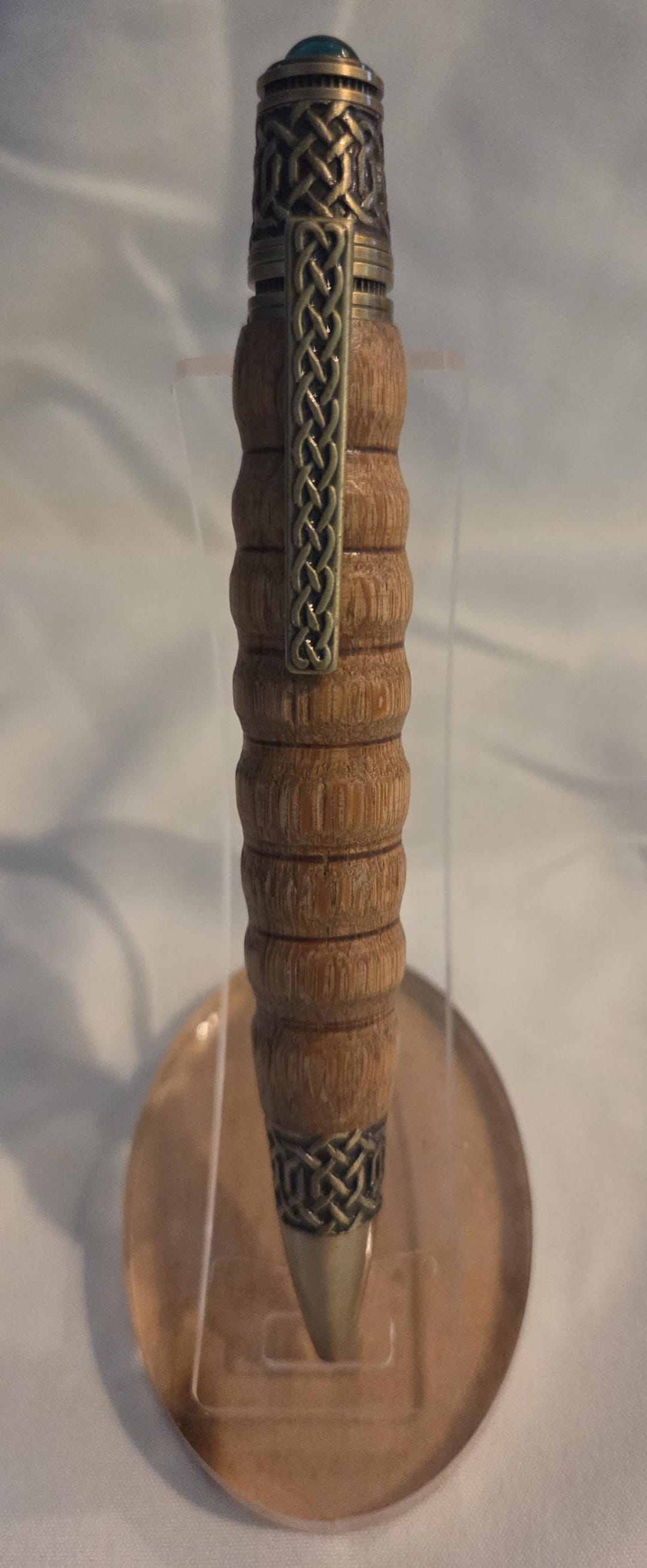 Handcrafted Oak Celtic Knot Pen: Antique Brass Viking Gift - Etsy