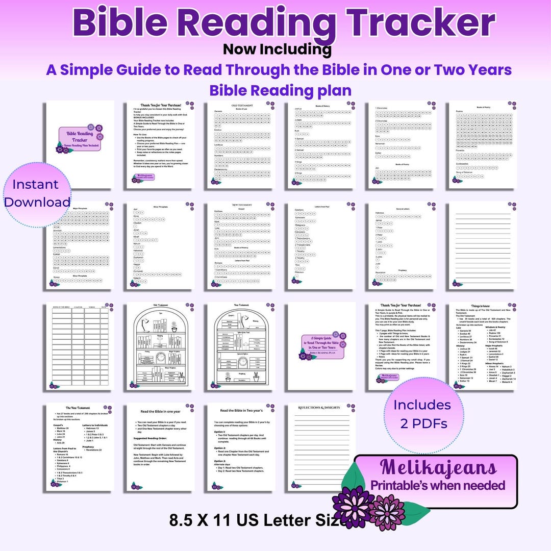 Printable Bible Reading Tracker: Color-in Bookshelf, Bonus Plan (PDF ...
