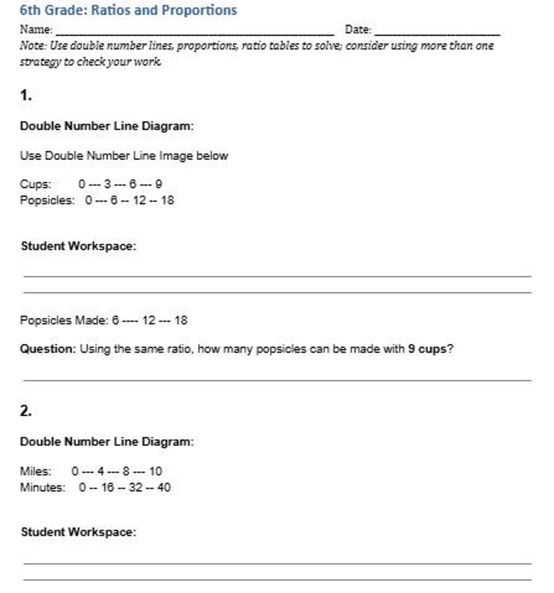 Ratios and Proportions Practice Worksheet, 6th Grade Math (PDF) - Etsy