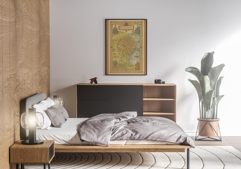 Medieval Dublin Map Print | Vintage Dublin Ireland Poster | Irish ...