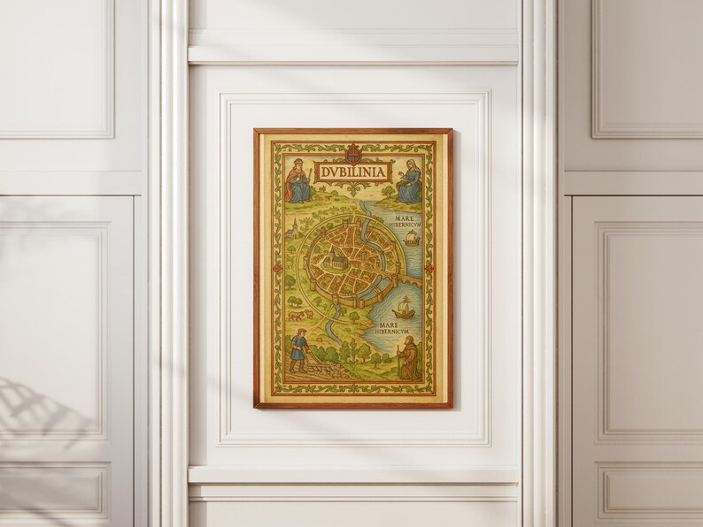 Medieval Dublin Map Print | Vintage Dublin Ireland Poster | Irish ...