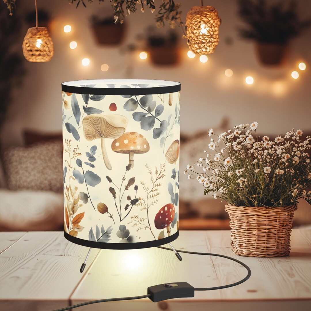 Woodland Tripod Lamp | Nature-inspired Mushroom Cozy Desk or Bedside ...