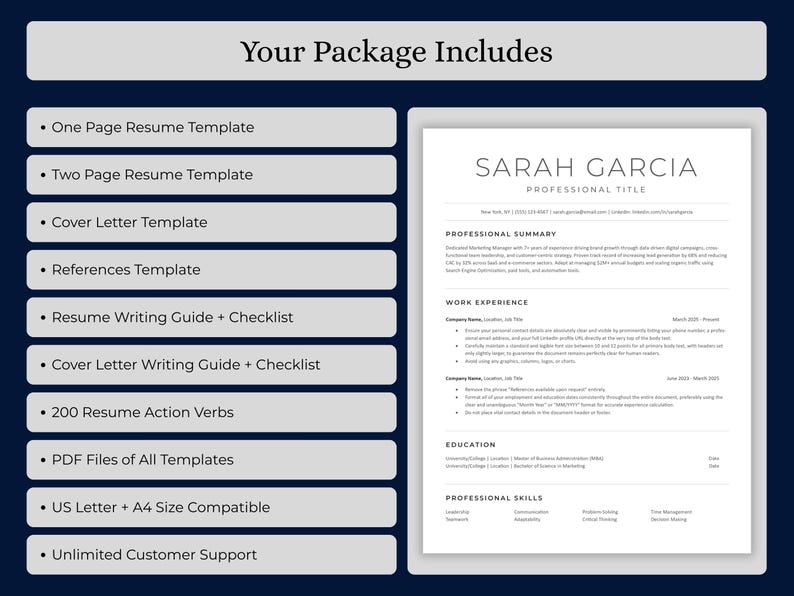 ATS Friendly Resume | Modern Professional CV Template | Minimalist ...