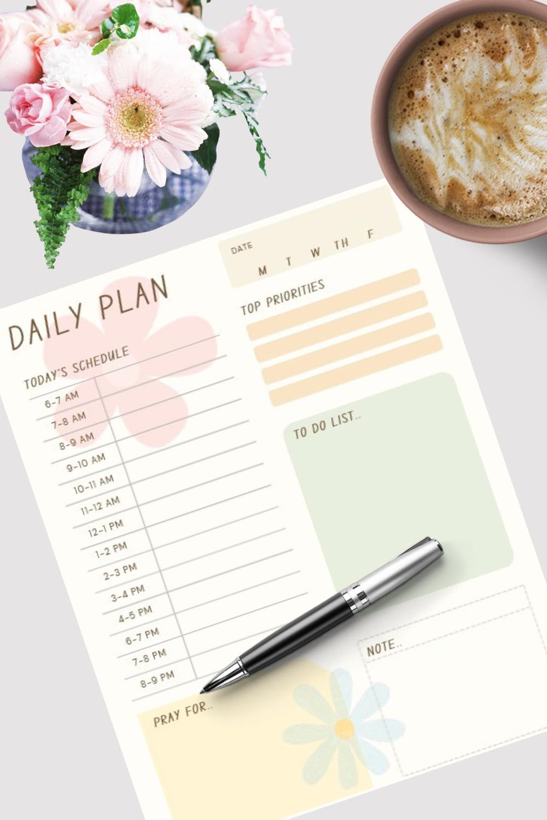 Boho Daily Planner Page: Time Blocking, Priorities, Prayer List (PDF ...