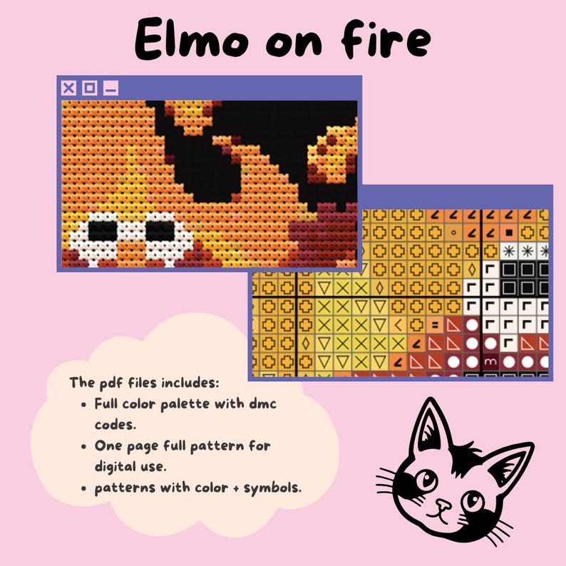 Elmo on Fire Cross Stitch Pattern - Etsy