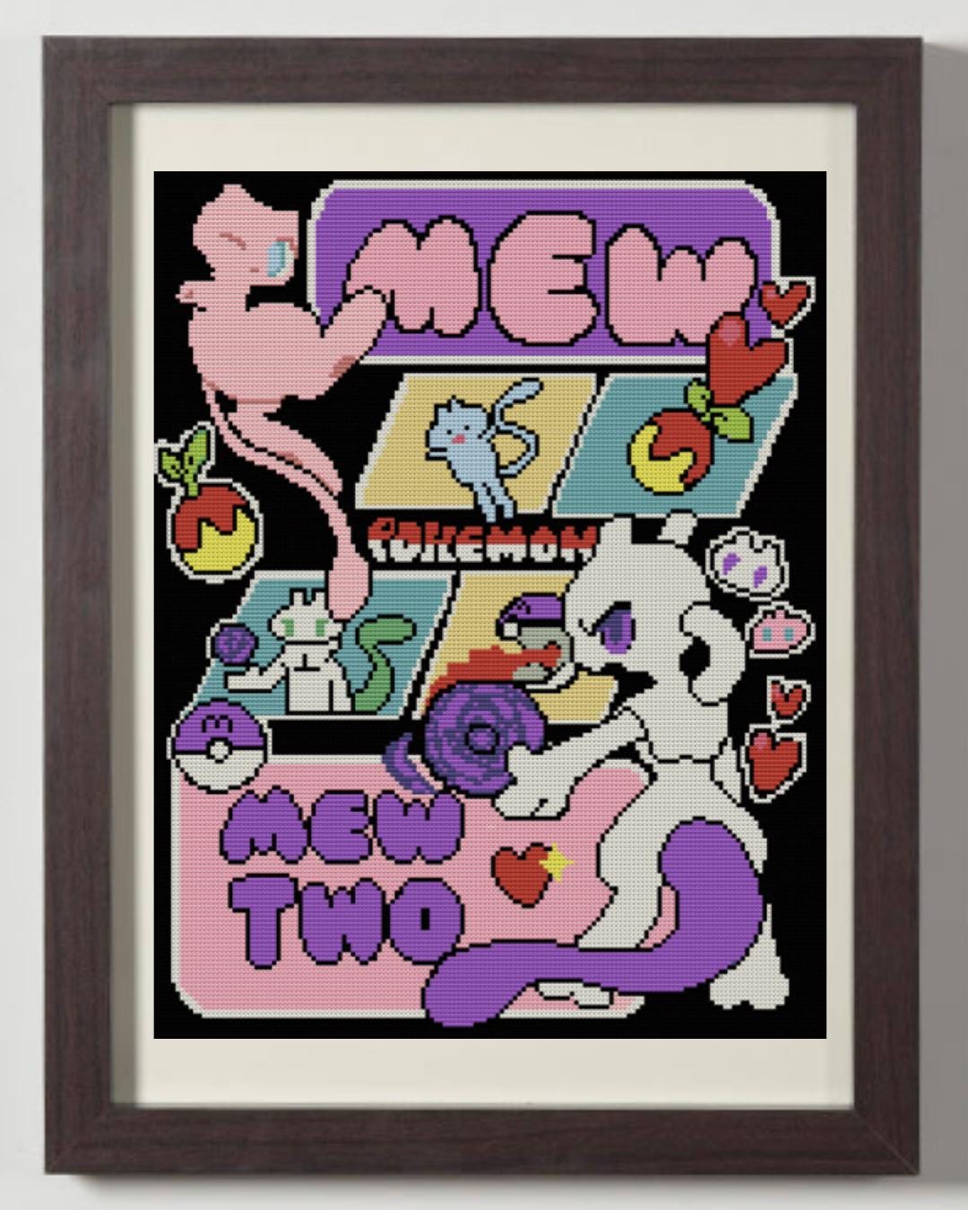 Mew and Mewtwo Cross Stitch Pattern - Etsy