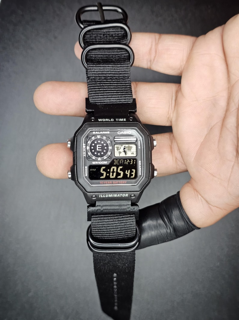 Custom Casio AE1200 “fallout Enclave” Mod Negative Display–| World Time ...