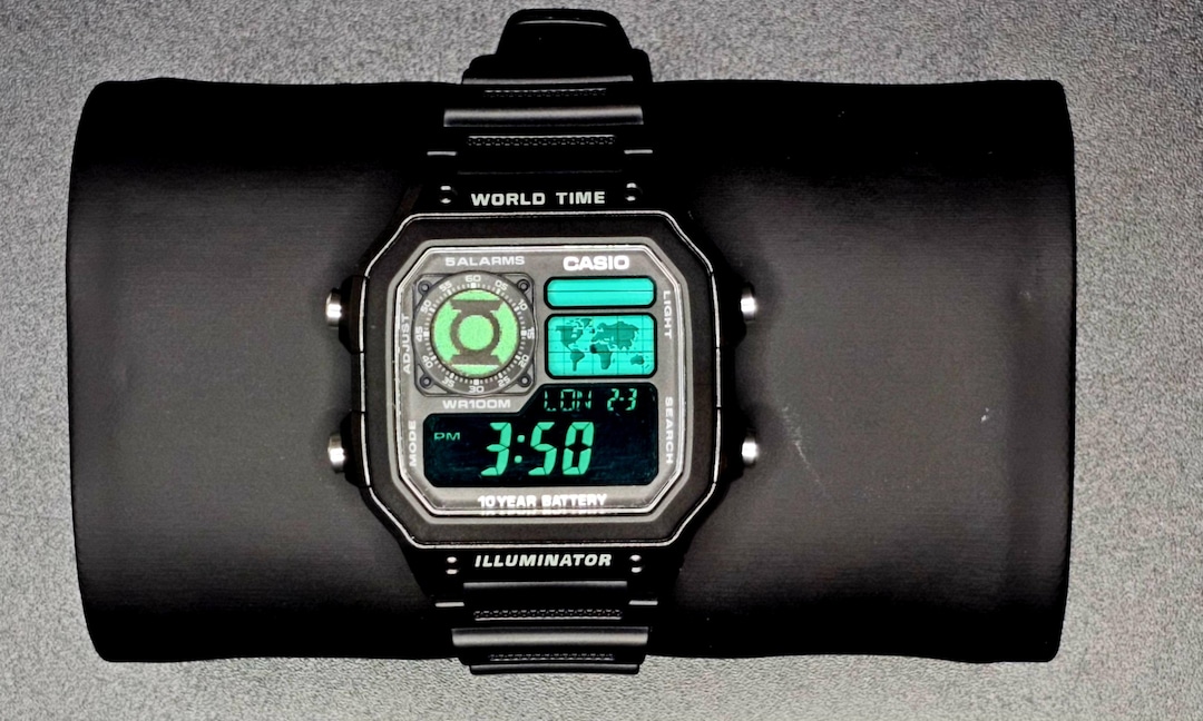 Custom Casio AE1200 "green Lantern" Mod: Negtive Display Screen, Green ...