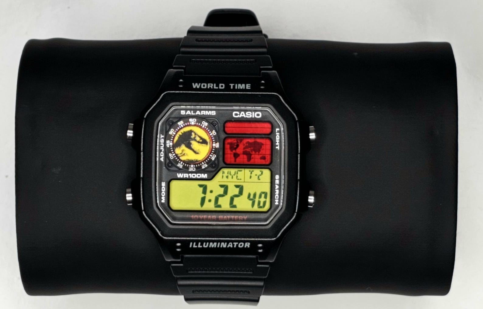Custom Casio AE1200 "jurassic Park" Mod: World Time Digital Watch - Etsy
