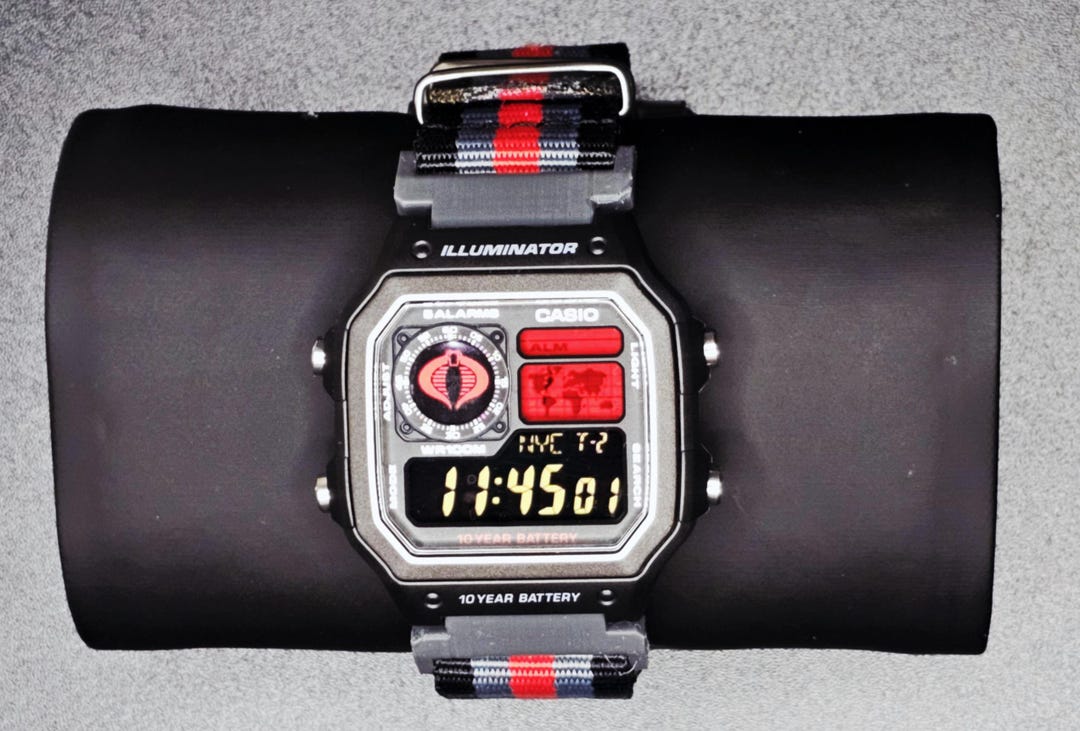 Custom Casio AE1200 Digital Watch: "cobra" G.I. Joe Mod With Red Filter ...