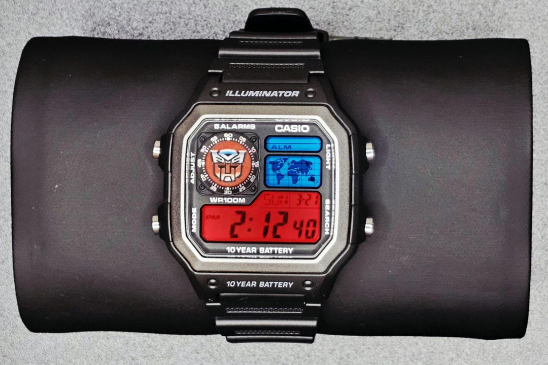 Custom Casio AE1200 "transformers" Mod: Red and Blue Filter, World Time ...