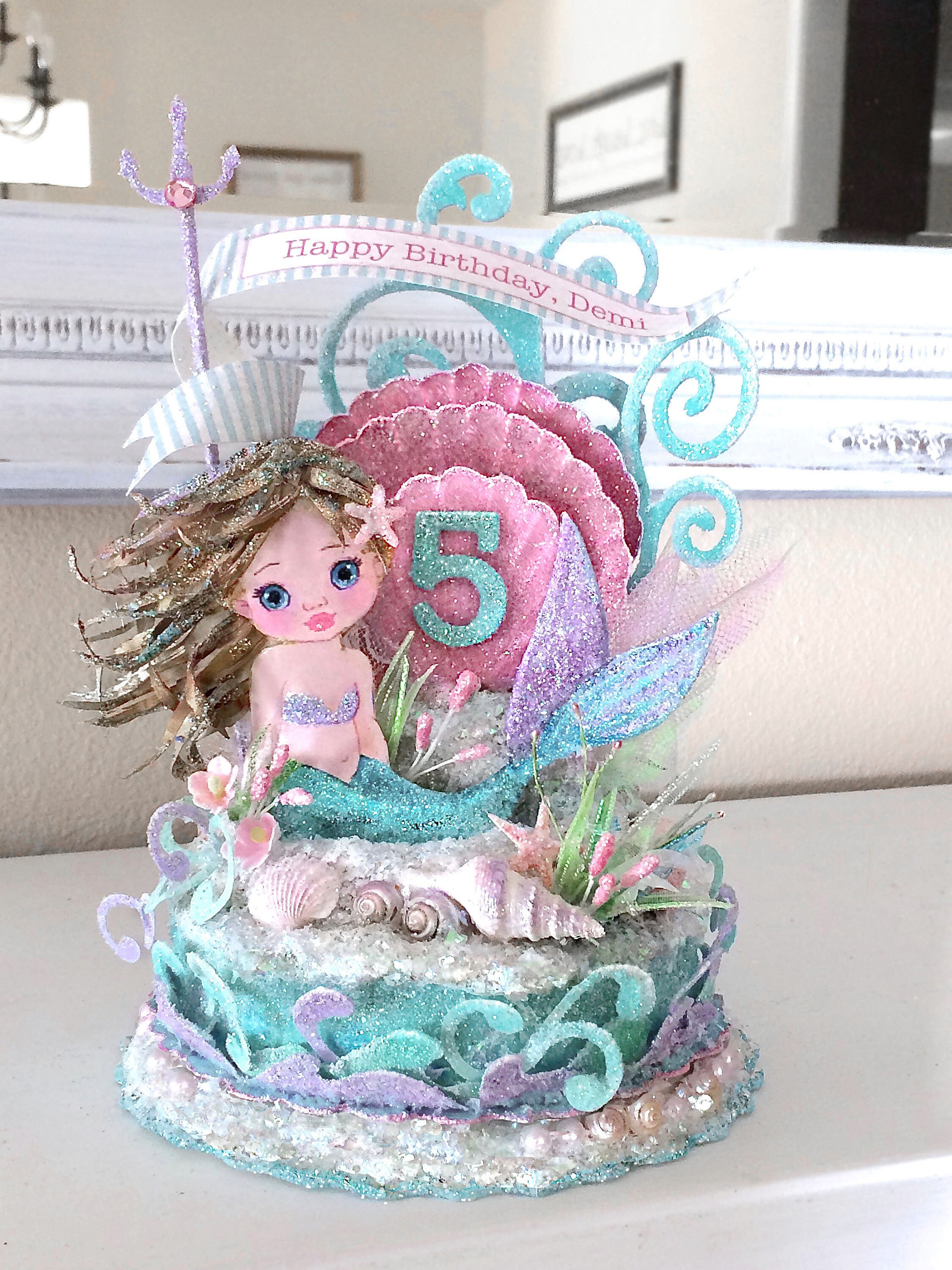 Custom Child Mermaid Pink Sea Shell Under the Sea Birthday - Etsy