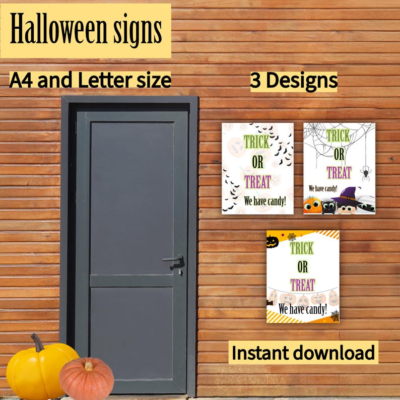 Trick or Treat Halloween Sign | Printable We Have Candy Designs ...