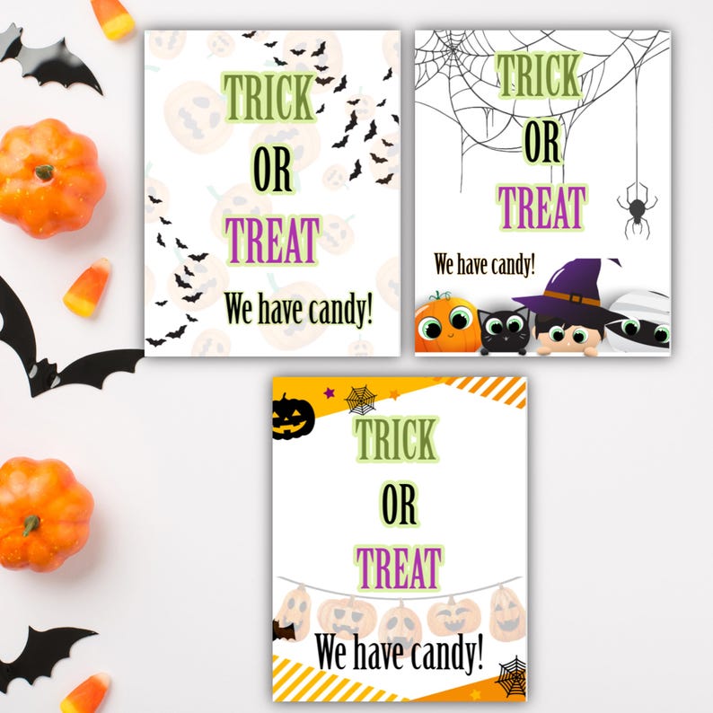 Trick or Treat Halloween Sign | Printable We Have Candy Designs ...