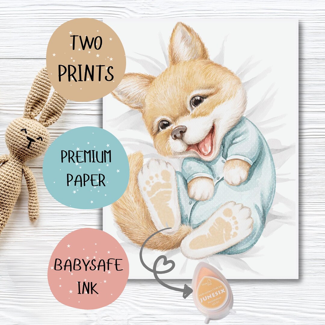 Personalized Fox Footprint Art: Baby Boy Nursery Decor, Keepsake Print ...