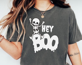 Hey Boo Halloween PNG: Skeleton Heart Sublimation Design (digital ...