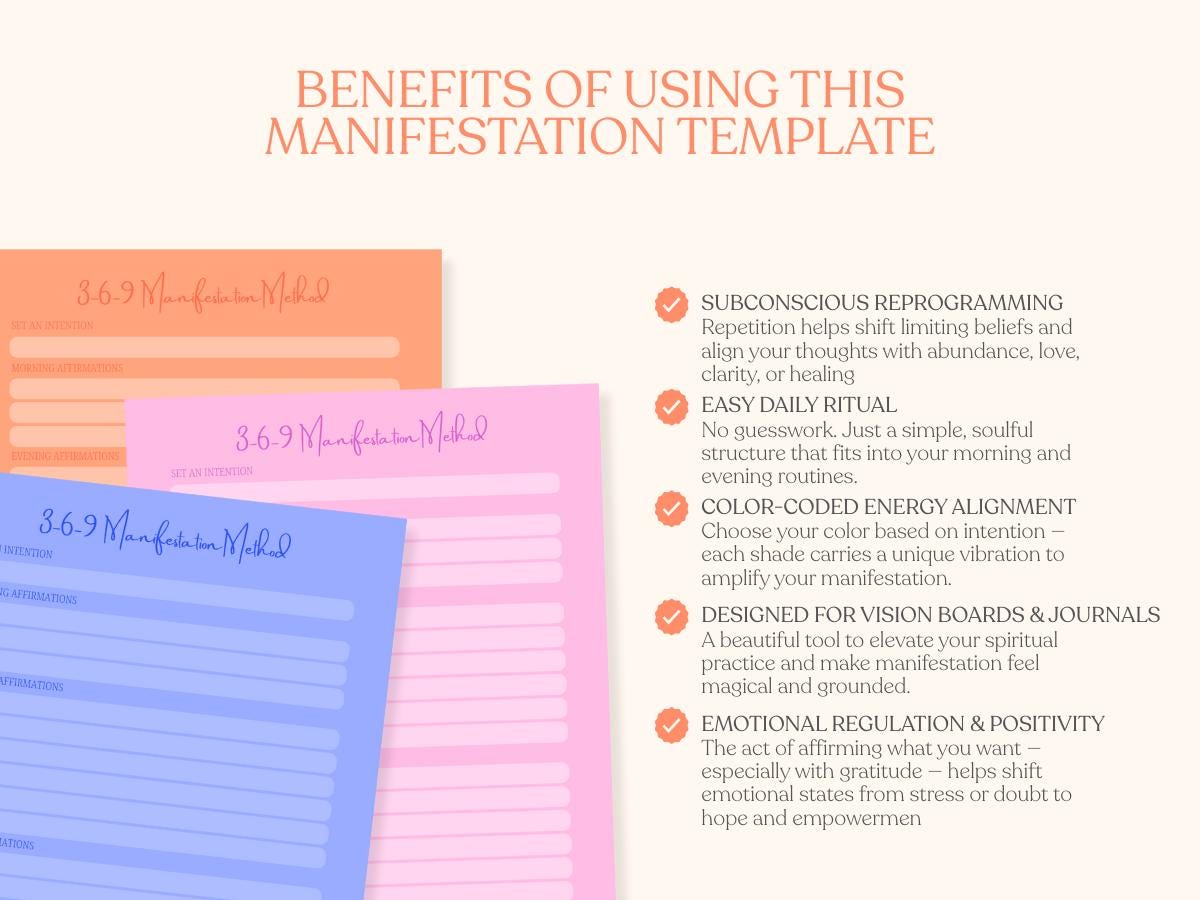 369 Manifestation Method Printable Template (US Letter Size) - Etsy