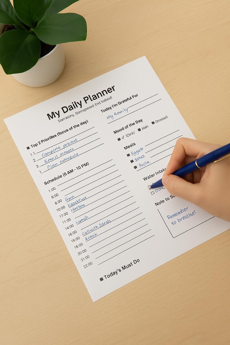 Daily Planner Printable PDF | Minimalist Productivity Planner ...