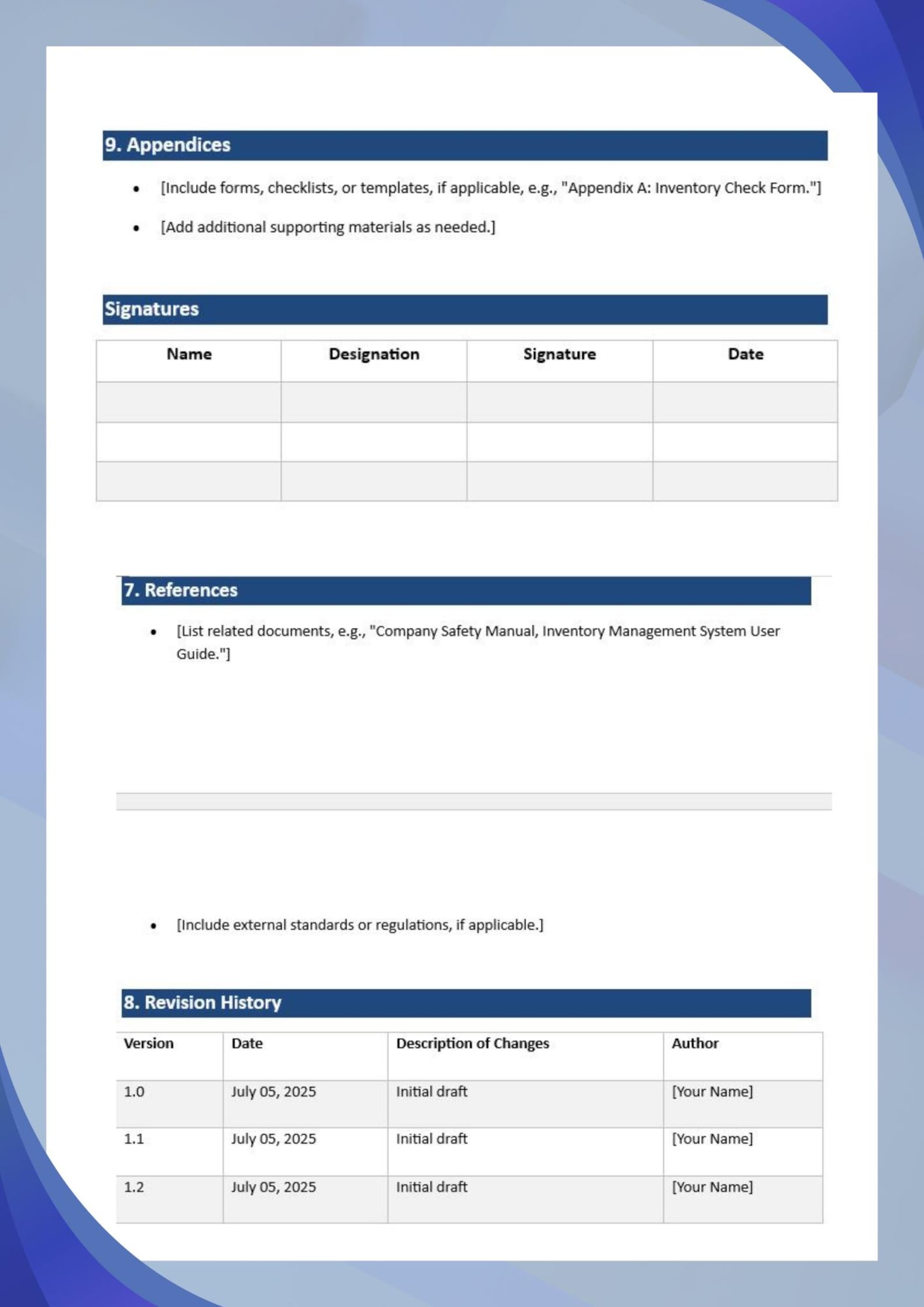 Professional SOP Documentation Template | SOP Document | Standard ...