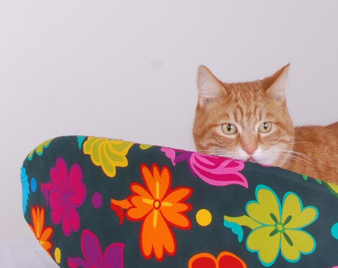 Cat Canoe Modern Kitty Bed in Mod Flower Print - Etsy