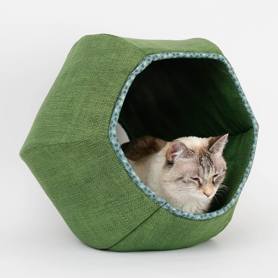 Cave Style Pet Bed With Two Openings in Hunter Green the Cat Ball Cat ...