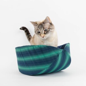 Taco Shaped Pet Bed the Cat Canoe in Blue and Green Stripes - Etsy