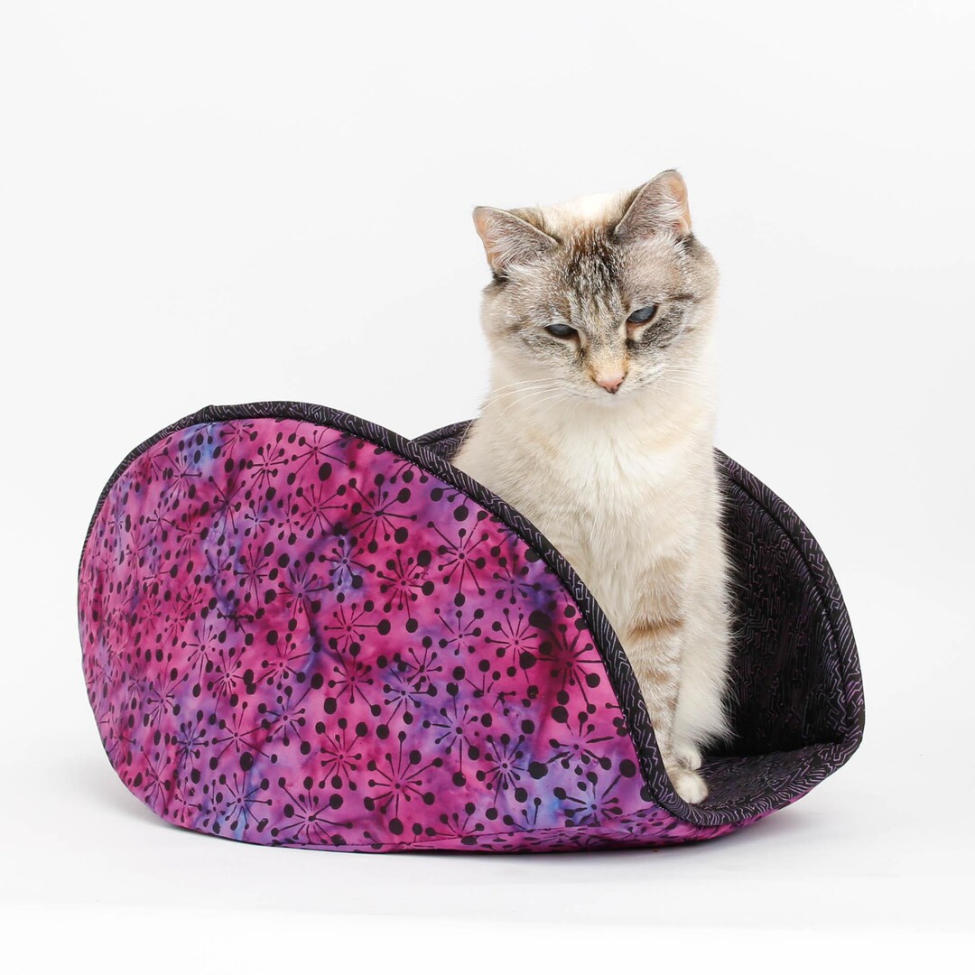 Magenta Floral Batik Kitty Bed - the Jumbo Cat Canoe - Etsy