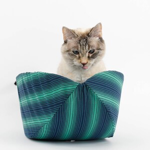 Taco Shaped Pet Bed the Cat Canoe in Blue and Green Stripes - Etsy