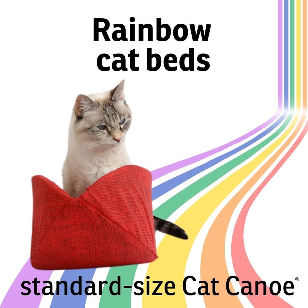 Rainbow Colors Cat Canoe - Banana-shaped Pet Bed in Solid Color Options ...