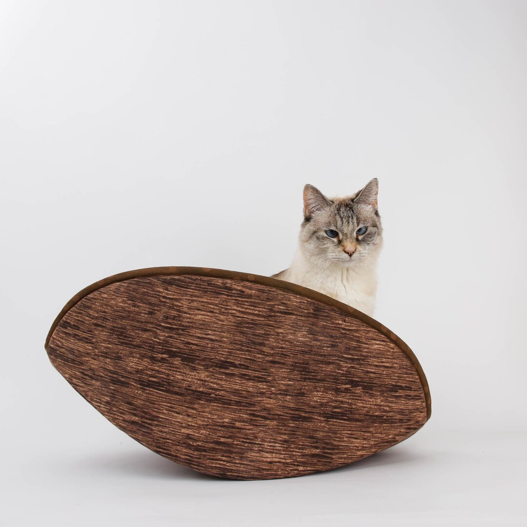 Jumbo Cat Canoe Bed for Big Kitties - Western Lodge Style Brown Wood ...