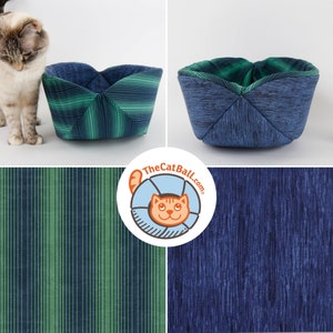 Taco Shaped Pet Bed the Cat Canoe in Blue and Green Stripes - Etsy