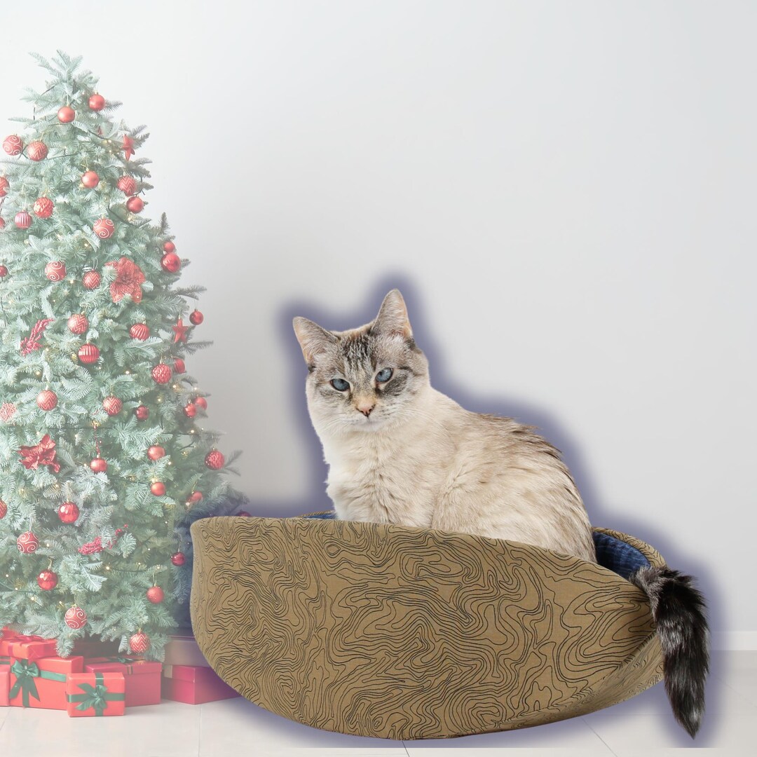 The Cat Canoe in Tan and Blue Topographical Print A Taco-shaped Modern ...
