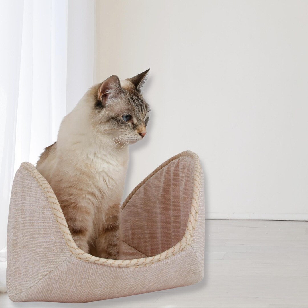 Jumbo Cat Canoe Bed for Big Kitties Ivory Burlap Weave - Etsy