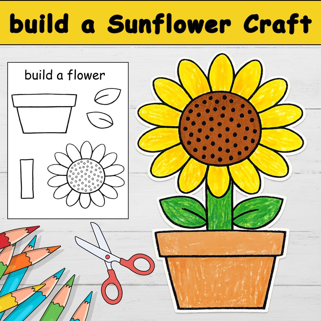 Sunflower Cut and Paste Craft | Preschool Cutting Skills Activity ...