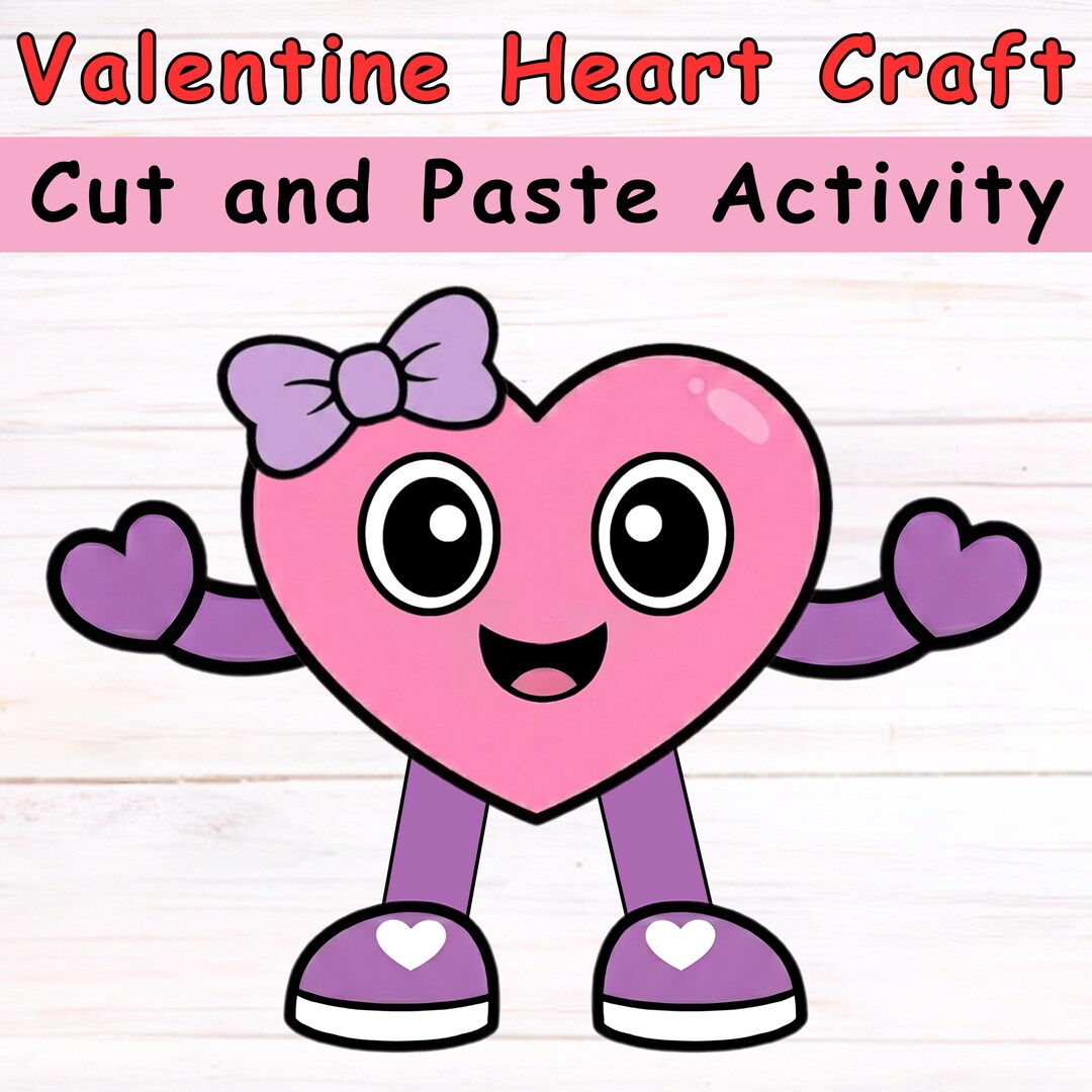 Valentines Cut and Paste Craft Printable | Valentines Activity for Kids ...