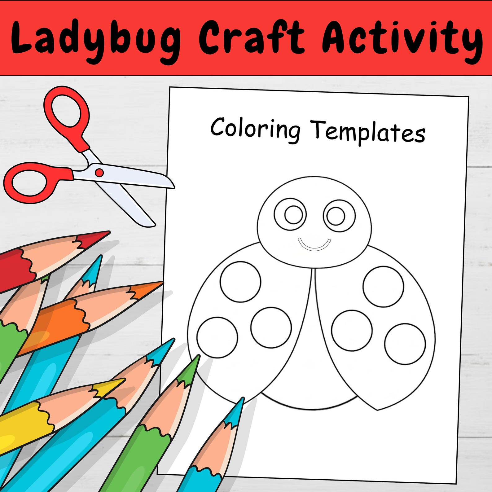 Build a Ladybug Craft Printable PDF | Spring Cut and Glue Preschool ...