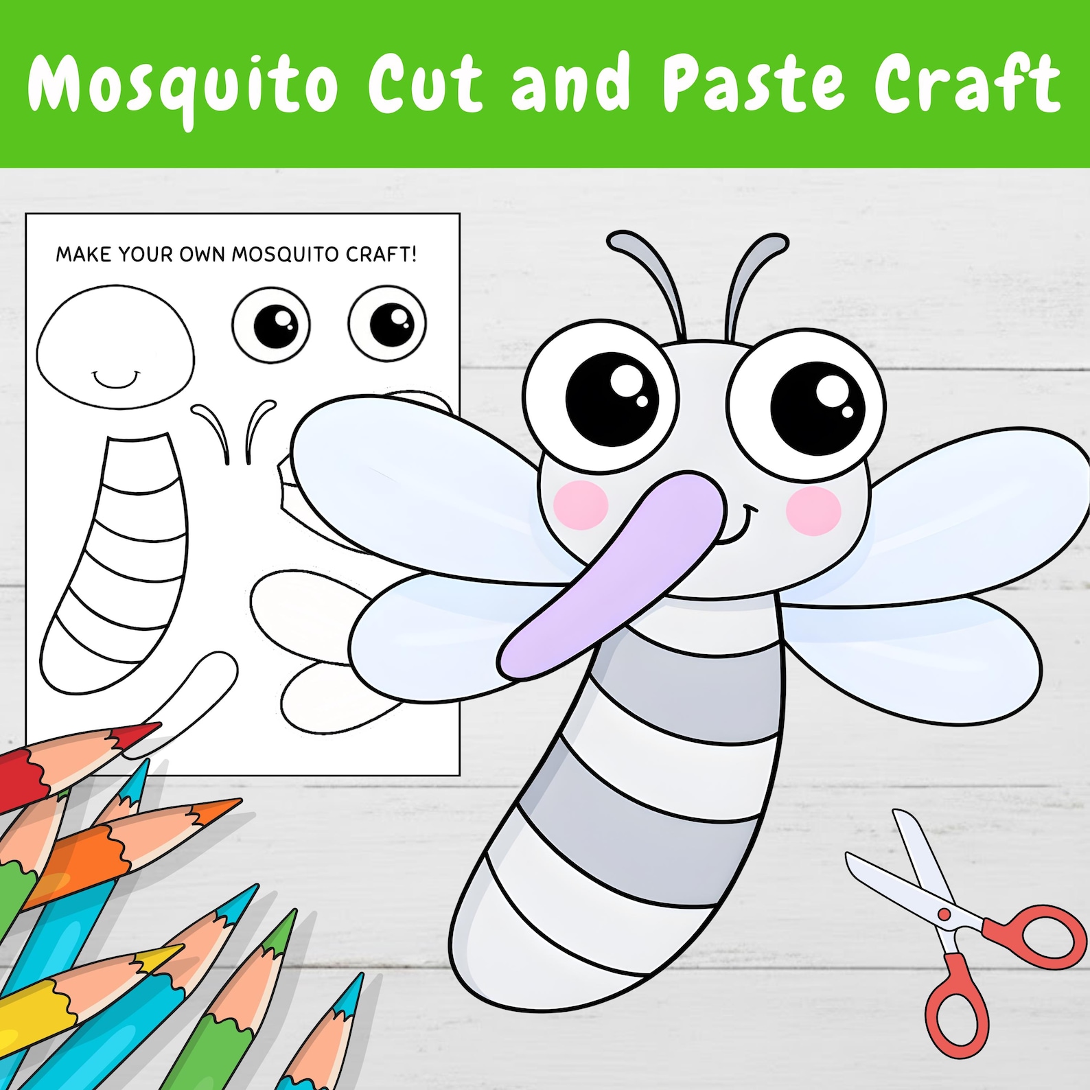 Build a Mosquito Craft Printable | Spring Insect Activity | Cut and ...