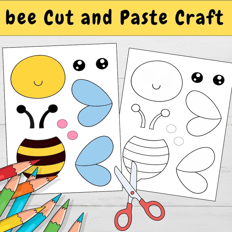 Build a Bee Craft Printable PDF | Spring Cut and Glue Preschool ...